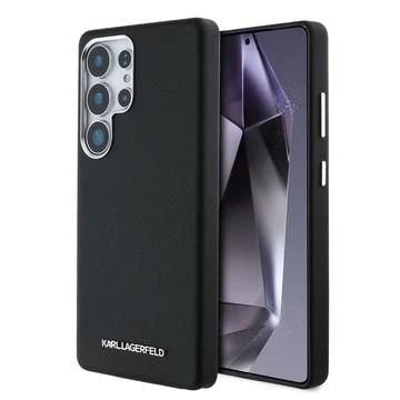 SAMSUNG GALAXY S25 ULTRA KARL LAGERFELD SAFFIANO METAL LOGO CASE - BLACK