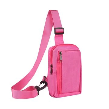 WATER-RESISTANT NYLON CHEST AND SHOULDER PHONE BAG - FITS 6.5" - 7.2" PHONES - PINK