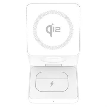 QI2 15W 3-IN-1 FOLDABLE MAGNETIC WIRELESS CHARGER STAND - WHITE