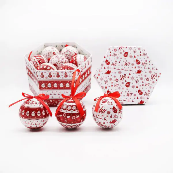 Božićne kuglice 7,5 cm crvene-bele 14/1 pakovanje 51-591000
