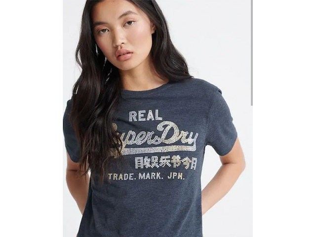 SUPERDRY Original Ženska Majica sa Šljokicama - Teget -