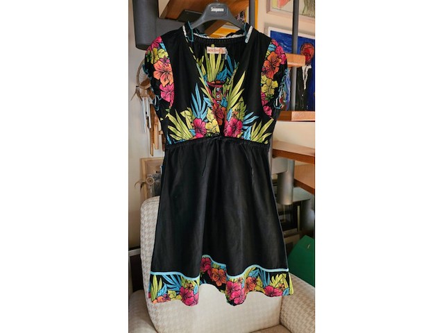 Indicom tropical floral print pamucna haljina, novo