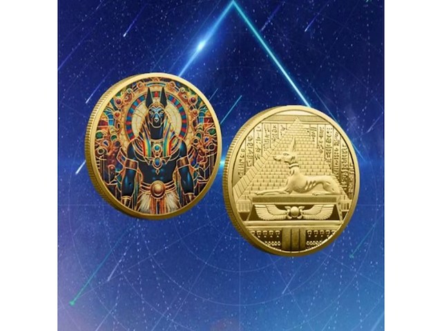 Metalni novčić – Anubis, zlatna boja (4 cm)