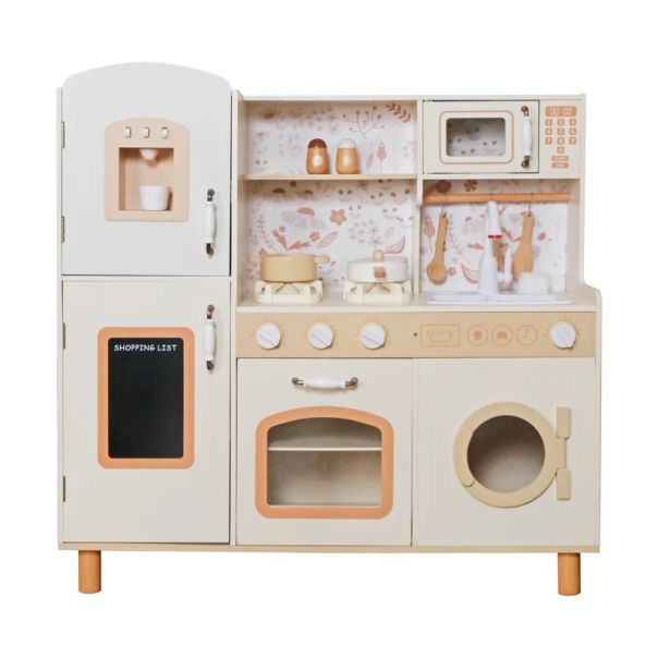 KINDER HOME Dečija drvena kuhinja – vintage stil sa elektronskim pločama za kuvanje