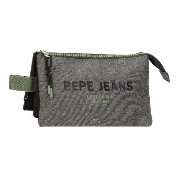 PEPE JEANS EDEMON prazna pernica sa 3 pregrade - siva