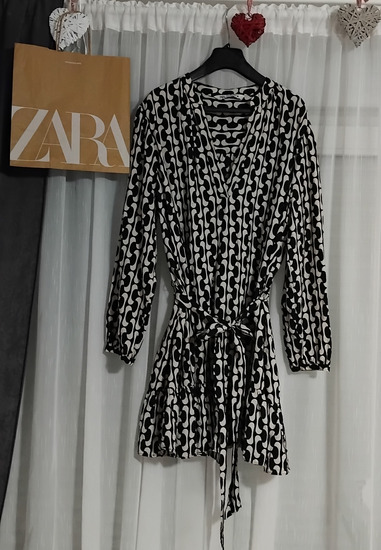 Zara geo print viskozna haljina sa kaisem XL