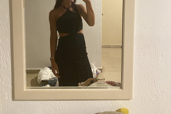 Zara crna duga uska haljina