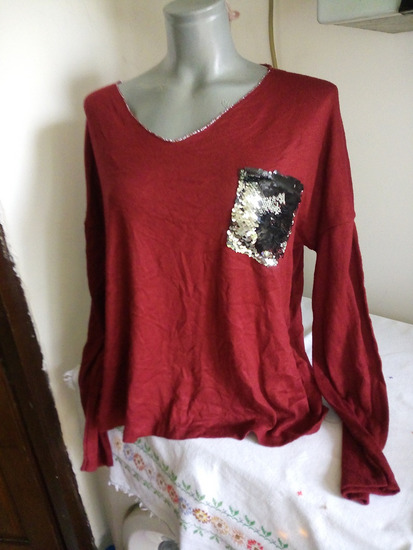 Nova Moda bordo dzemper bluza M