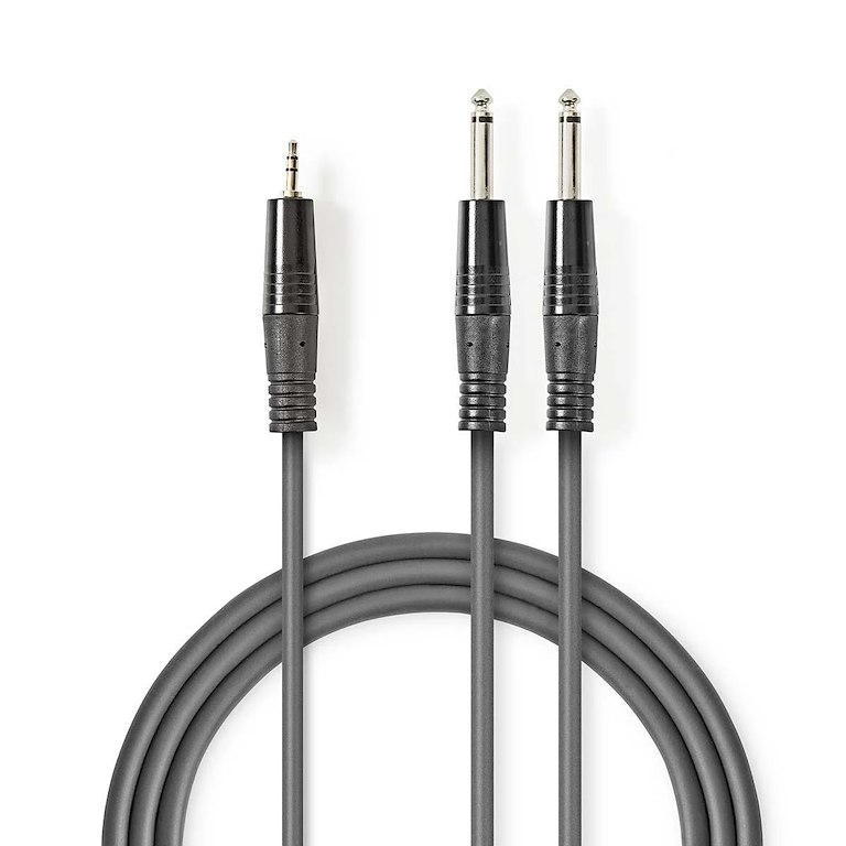 Audio kabl 2x 6.35mm (banana) na 3.5mm stereo – Metalni konektori – 3m