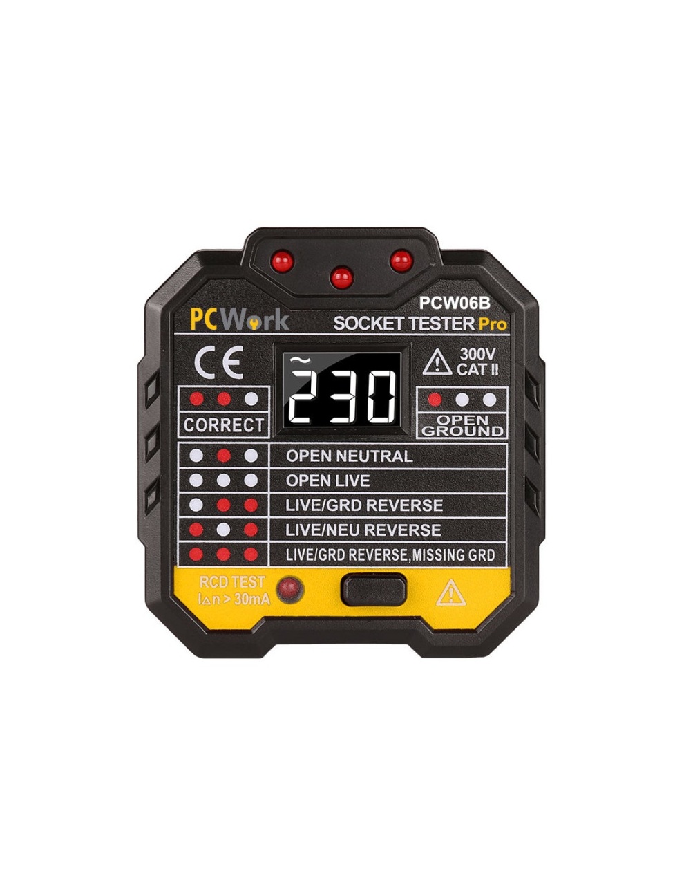PCWork PCW06B Tester Utičnica sa LCD Ekranom i RCD (FID) Testom
