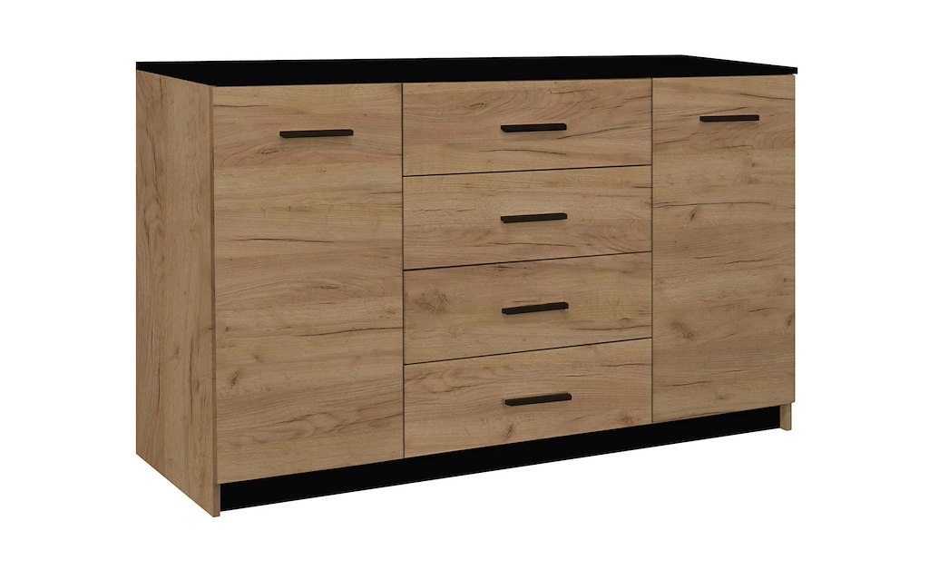Craft komoda 140x47x86 cm hrast/crna