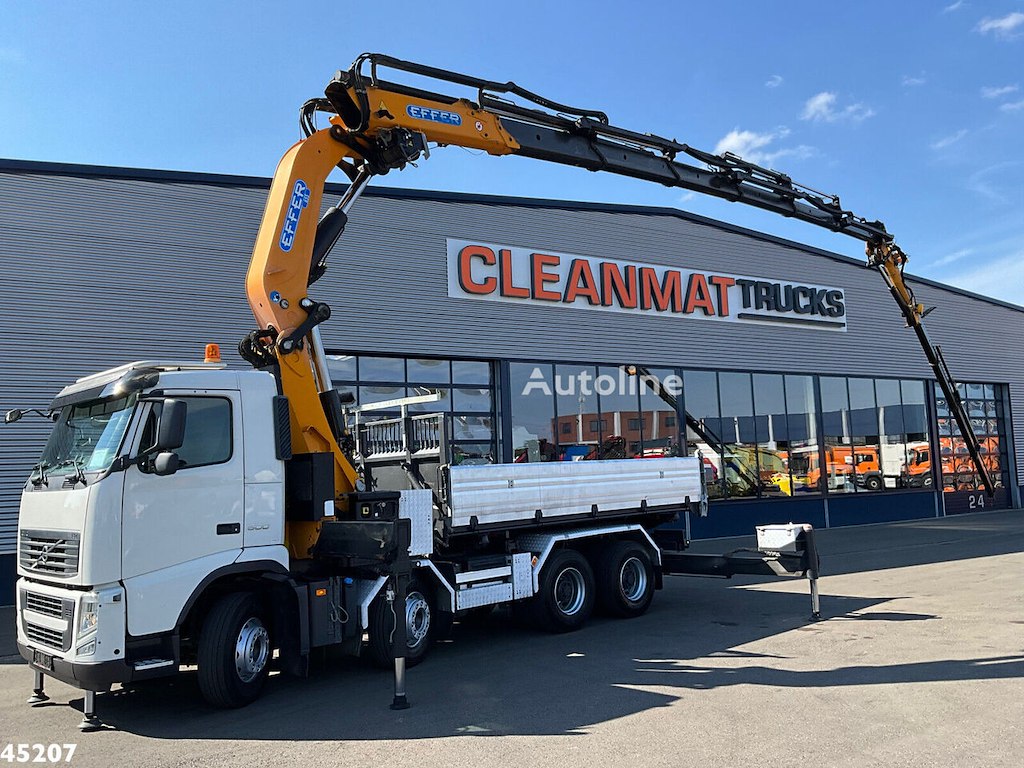 Volvo FH 500 8x4 Effer 65 Tonmeter laadkraan + Fly-Jib kamion s ravnom platformom