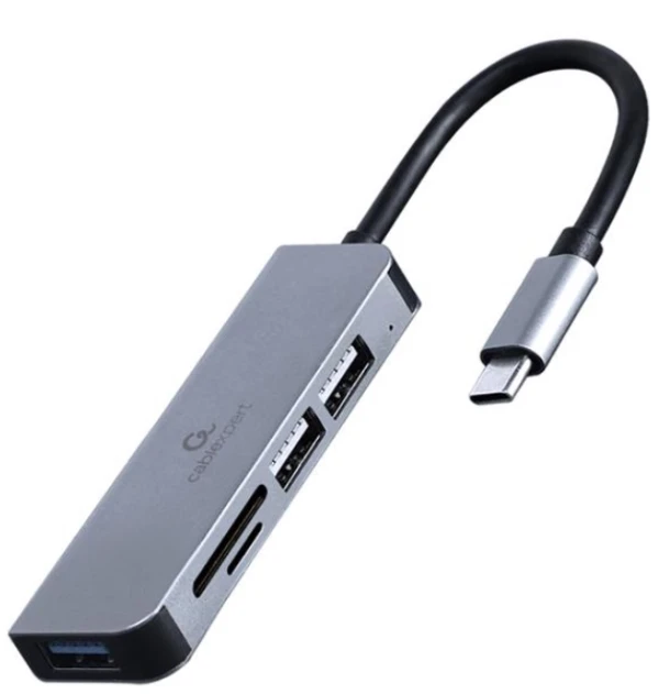 UHB-CM-CRU3P1U2P2-01 GEMBIRD USB TYPE-C 3-PORTNI USB HUB (USB 3.1 + USB 2.0) SA CITACEM KARTICA