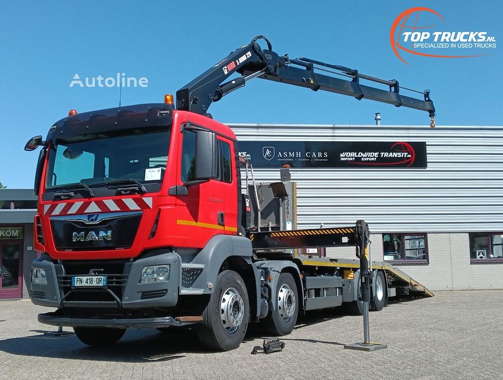 MAN TGS 35.360 8x2 - Hiab 22TM Crane, Machine transporter, Ramp truc kamion platforma