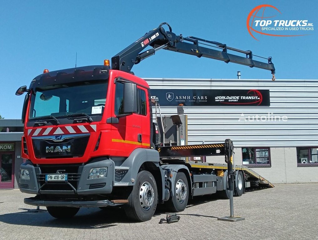MAN TGS 35.360 8x2 - Hiab 22TM Crane, Machine transporter, Ramp truc šlep auto