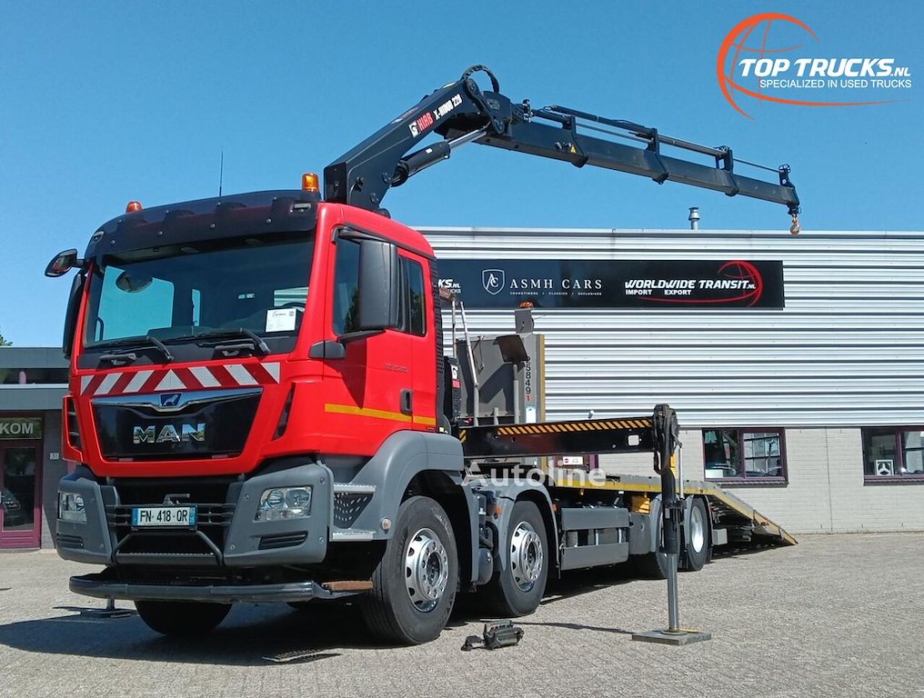 MAN TGS 35.360 8x2 - Hiab 22TM Crane, Machine transporter, Ramp truc šlep auto