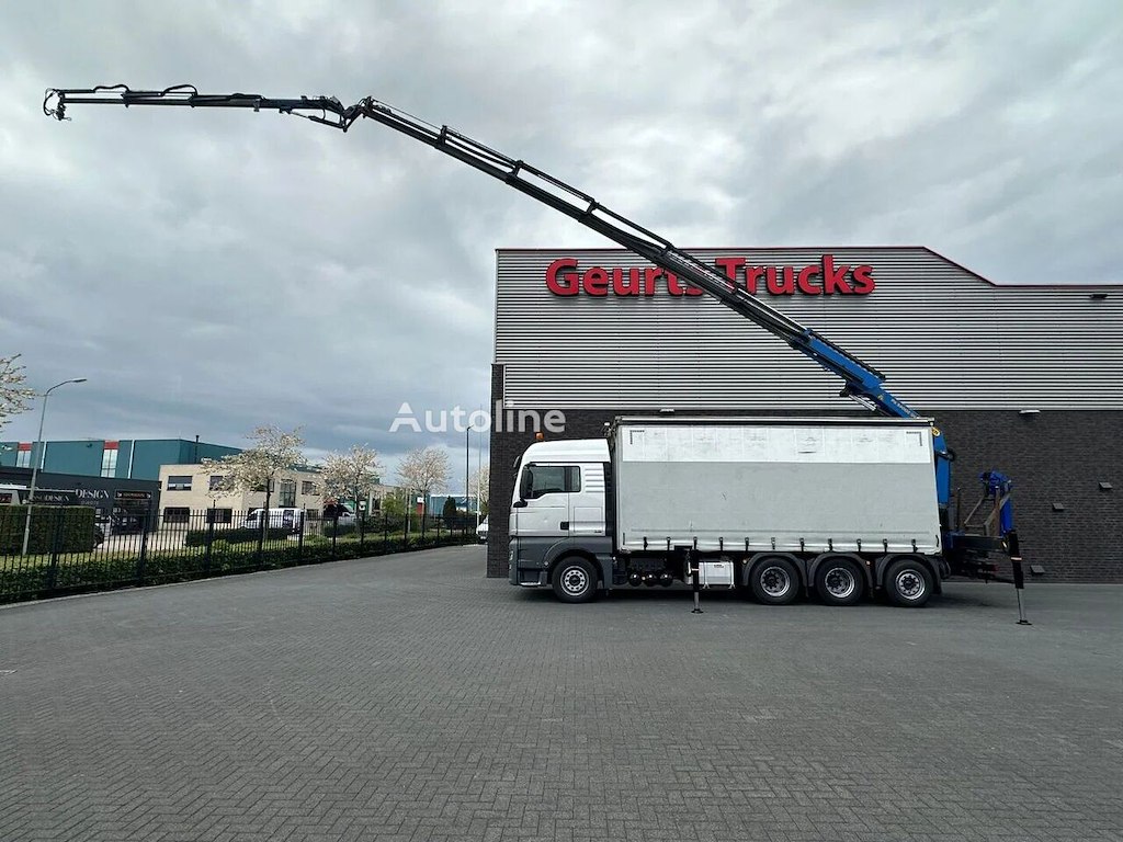 MAN TGX 35 460 8X2 SCHUIFZEIL MET PALFINGER PK34.002 E+ JIB PJ 060 B kamion s ceradom