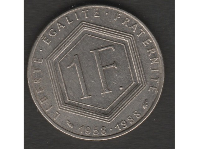 1 Franc, Franak (Charles de Gaulle) Francuska - 1988