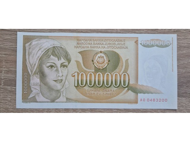 1 milion dinara 1989 UNC