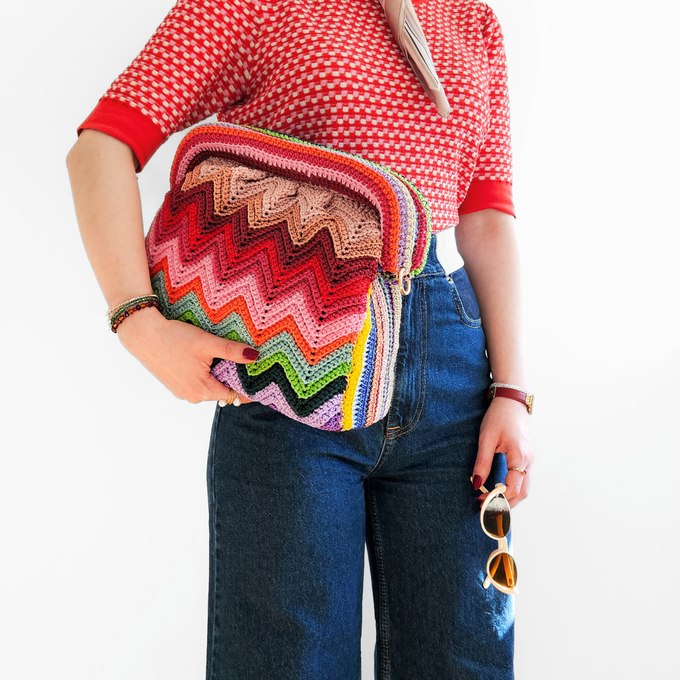 Heklana clutch torba sa dva lica Šarena torba