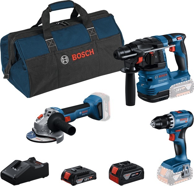 BOSCH Professional set od 3 alata GSR 18V-45 + GBH 18V-22 + GWS 18V-8 + GBA 2.0 Ah + GBA 4.0 Ah + GAL 18V-40 + torba 0615A50061ID: EK000712546