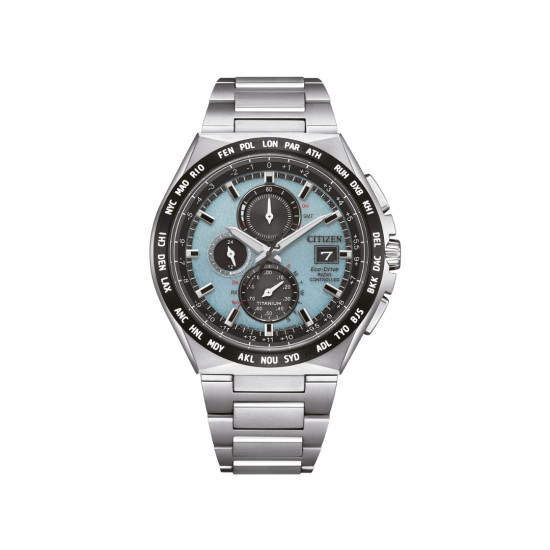 Citizen AT8238-84M muški sat Super Titanium Eco-Drive Radio-Controlled 10ATM Ice Blue Dial 43mm