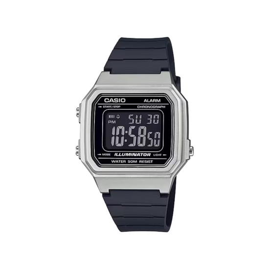 Casio Vintage W-217HM-7B unisex Digital Retro XL Silver Tone