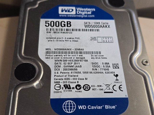 HDD hard disk od 500 GB za PC Western Digital