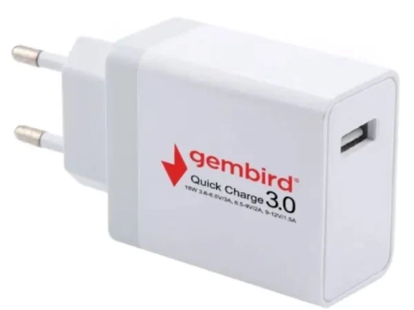 Gembird NPA-AC36 ** QC3.0 brzi punjac +Type C USB kabl,18W 3.6-6.5V/3A, 6.5V-9V/2A, 9V-12V/1.5A(343)