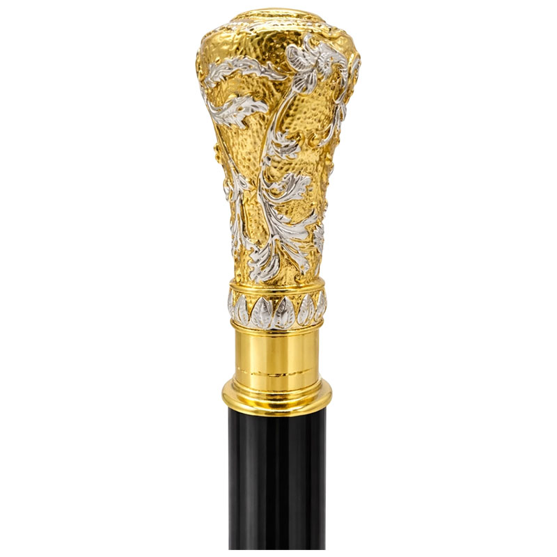 Dvobojni vladičanski štap sa bogatom ornamentikom i plišanom futrolom (130x4) cm