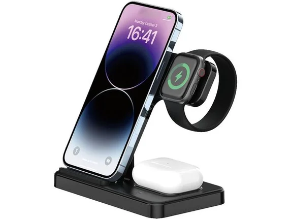 Desktop držač za mobilni telefon Z5G 3u1 (wireless punjač za mobilni telefon, slušalice i Apple smart watch)