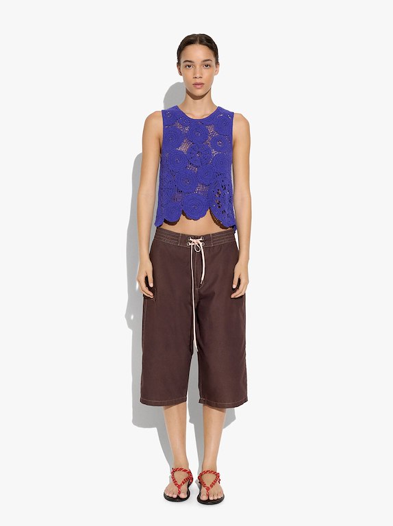 FLORAL CROCHET TOP WITH 100% COTTON