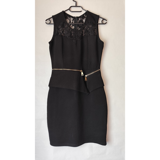 Crna peplum elegantna haljina S