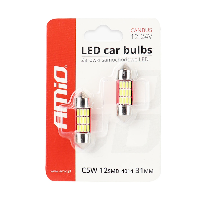 Sijalice LED C5W C10W C3W Canbus 12/24V 12 SMD 31mm (2 kom) – Amio 01631