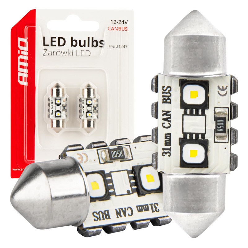 Sijalice LED C5W Canbus 12/24V 12 SMD 31mm (2 kom) – Amio 04247
