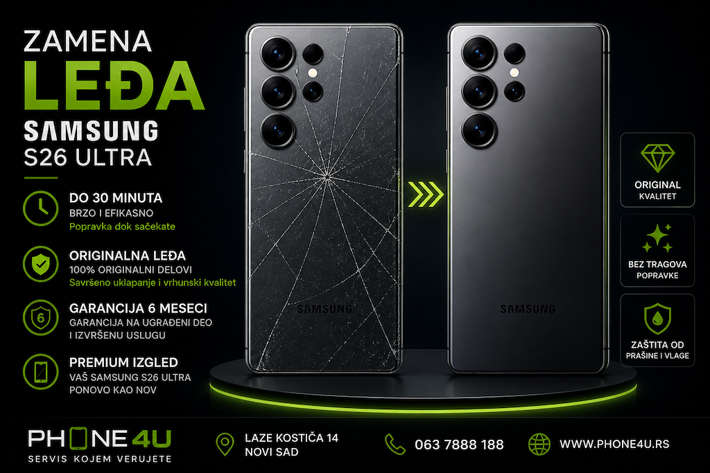 Zamena leđa Samsung S26 Ultra | Phone4U Novi Sad