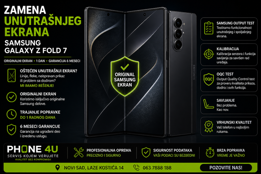 Zamena unutrašnjeg ekrana Samsung Galaxy Z Fold 7 | Phone4U