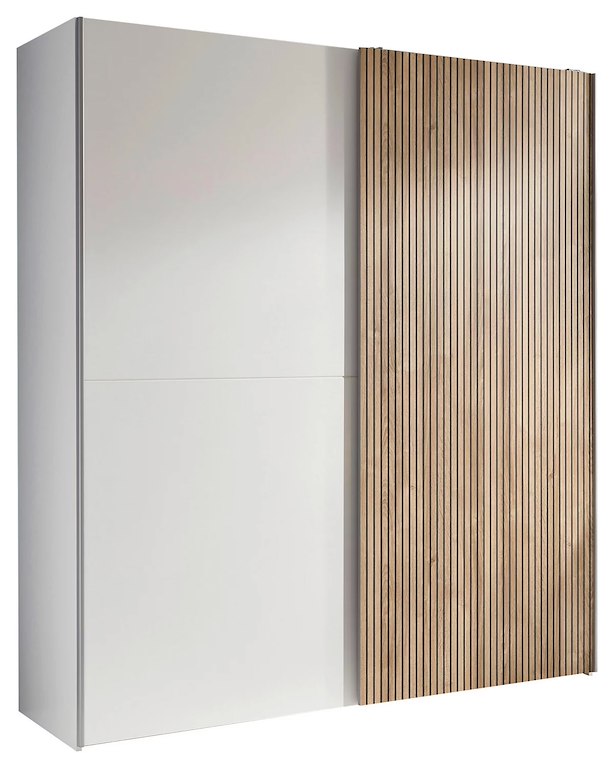 Carryhome ORMAR - VISEĆA KLIZNA VRATA bela, boja hrasta 170/196/57 cm