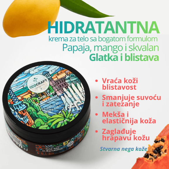 ECOCRAFT Hidratantna krema za telo — papaja, mango i skvalan 150 ml