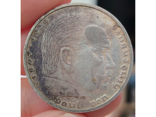 5 Reichsmark A 1938. XF