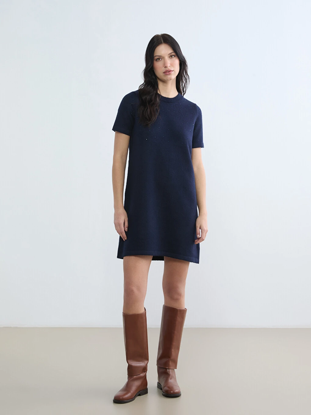 LCW Comfort Mini Pletena Haljina Ukrašena Kamenčićima