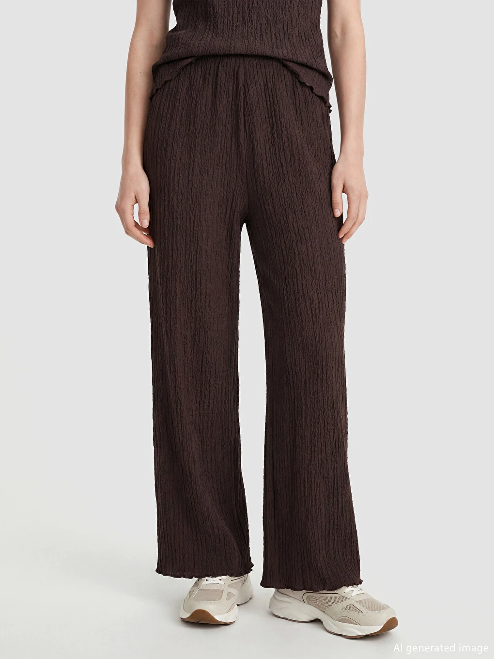 LCW Comfort Ženske Pantalone Sa Elastičnim Strukom I Teksturom