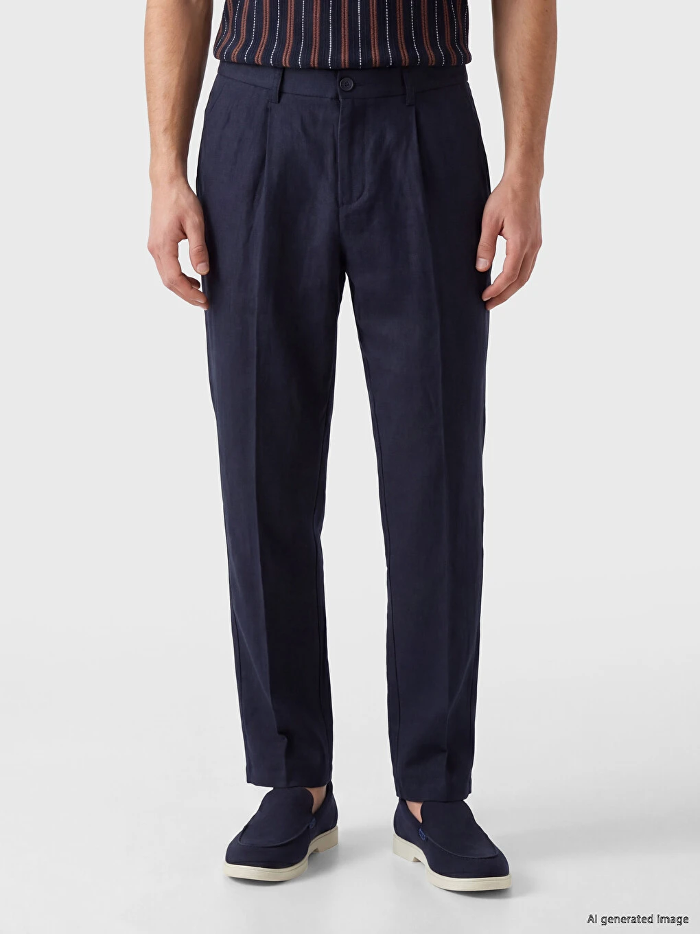 SOUTHBLUE Muške Plisirane Pantalone Od Mešavine Lana Regular Kroja