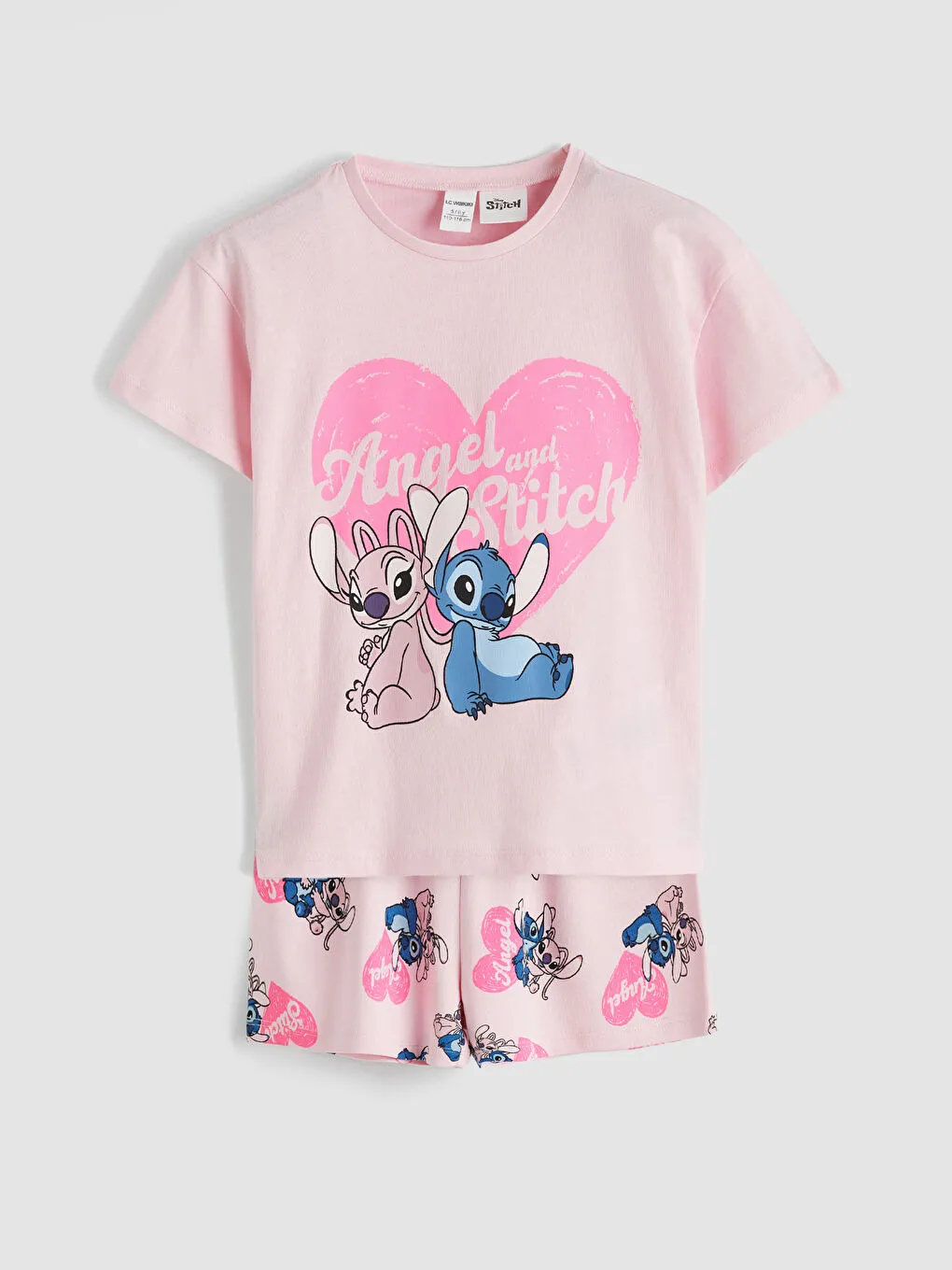 LCW Kids Stitch I Angel Štampana Majica I Šorts Za Devojčice
