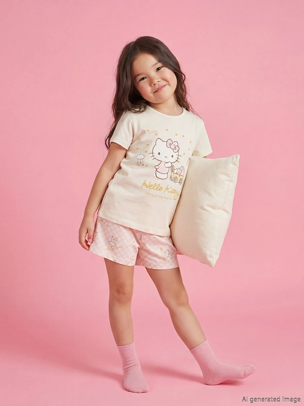 LCW Kids Hello Kitty Štampani Kratki Pidžama Komplet Za Devojčice
