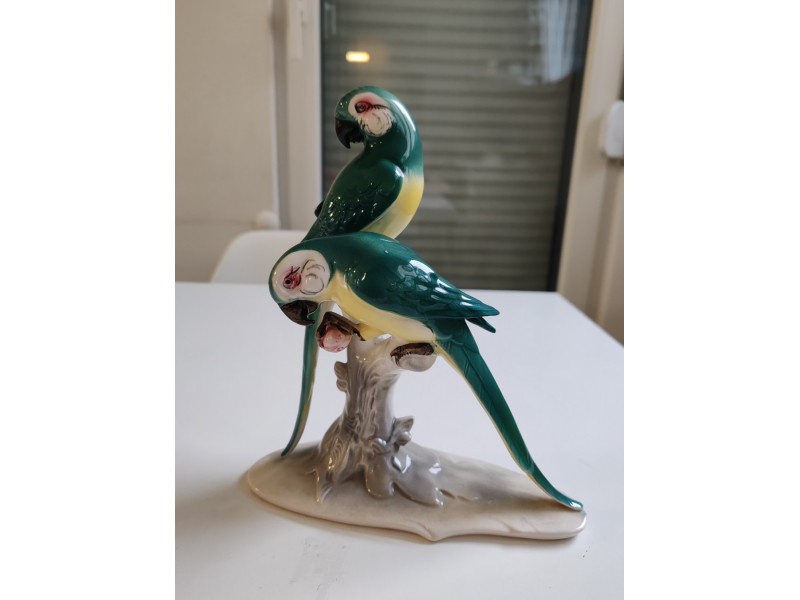 STARINSKA ITALIJANSKA PORCULANSKA FIGURA DVA PAPAGAJA