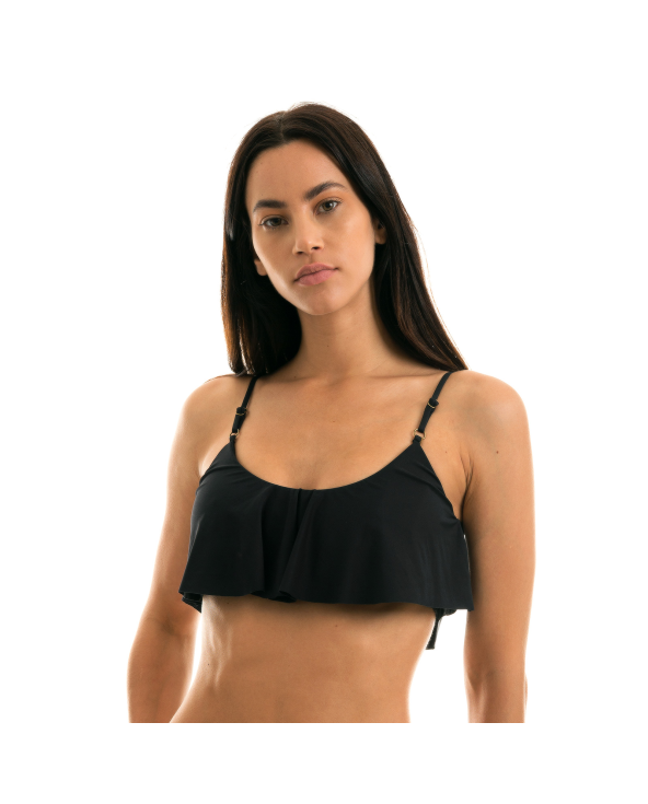 Schwarzes Verstellbares Bustier-Top, Volants - Top Leopardo Black Babado