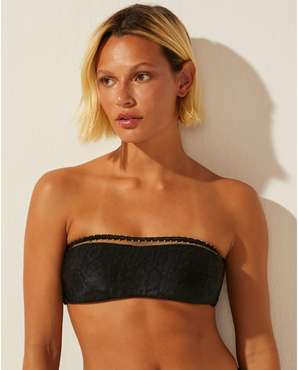 Top Bikini Media Onca Bordada Black