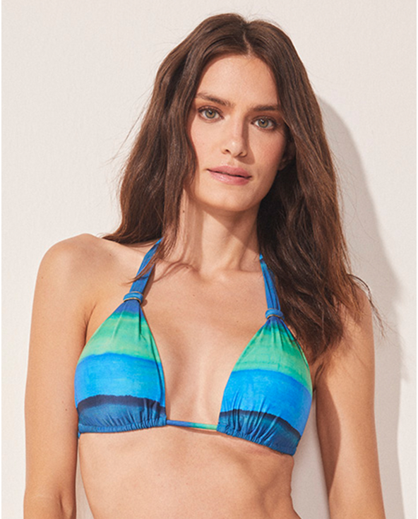 Top Bikini Media Listrado Espelho De Agua