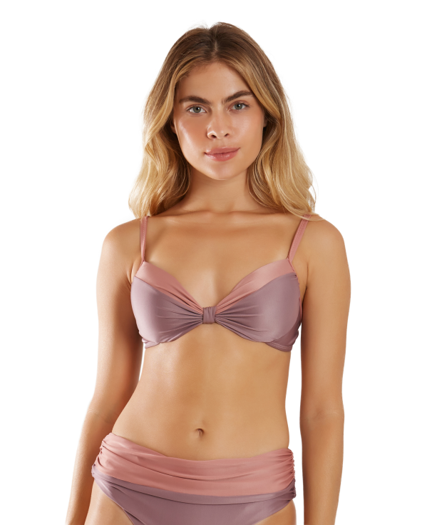 Top Bardot Bicolor Roxo